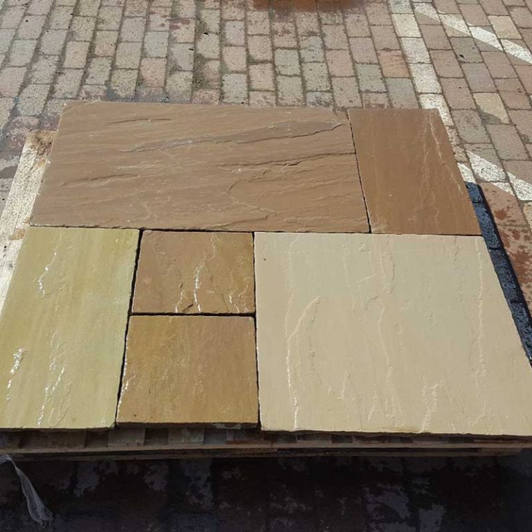 Raj Blend Indian Sandstone Paving 22mm Calibrated & Tumbled - Watling ...