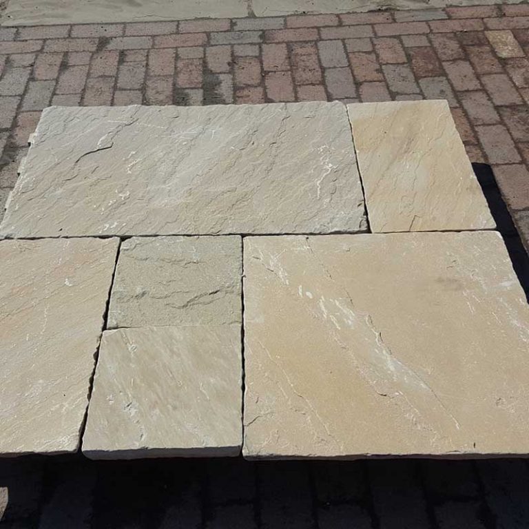 Sunset Buff Indian Sandstone Paving 22mm Calibrated & Tumbled - Watling ...