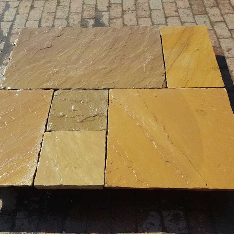 Sunset Buff Indian Sandstone Paving 22mm Calibrated & Tumbled - Watling ...