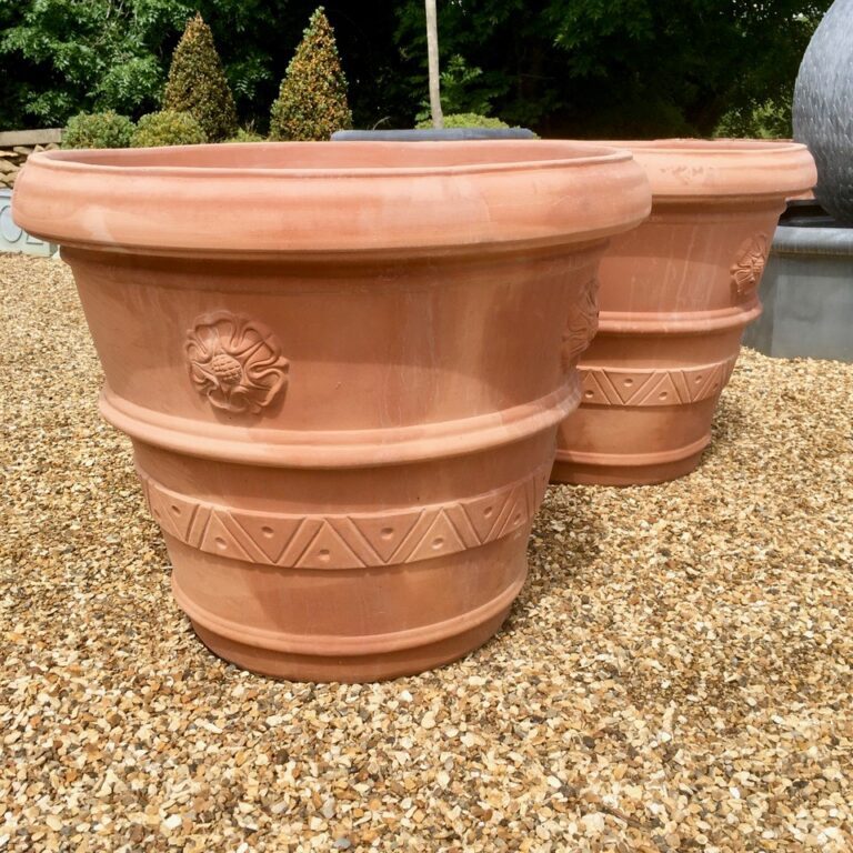 Handmade Italian Terracotta Zigzag Decorated Pot - Watling Reclamation