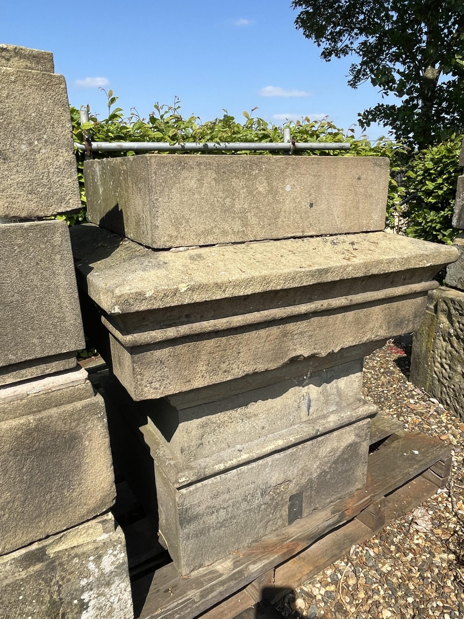 Grand Rusticated Yorkstone Entrance Pillar - Watling Reclamation