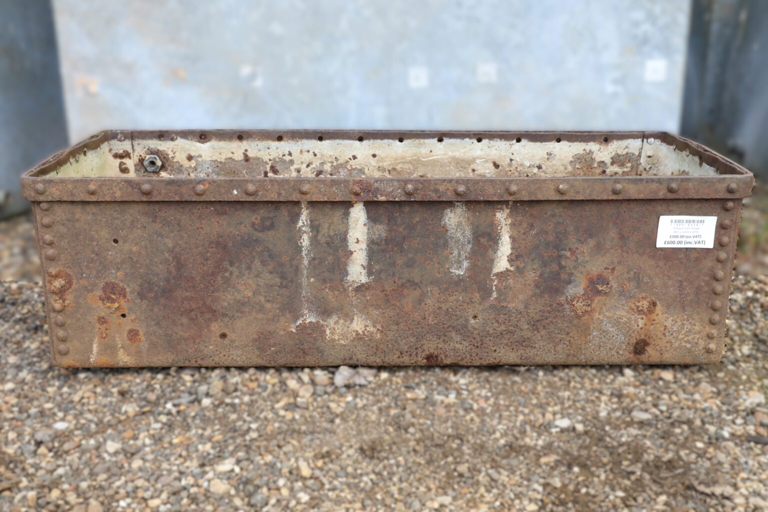 Antique Riveted Iron Trough 48" Long - Watling Reclamation