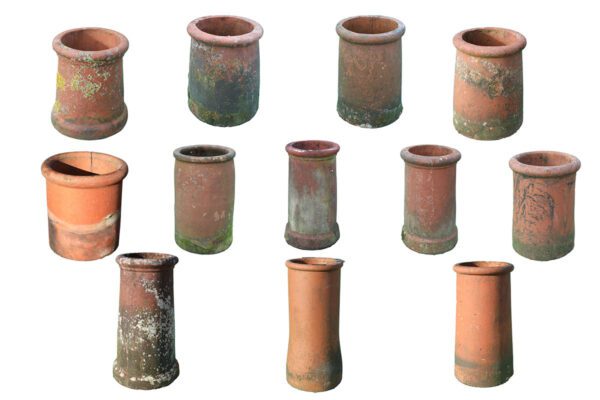 Terracotta Roll Top Chimney Pots Various Sizes - Watling Reclamation
