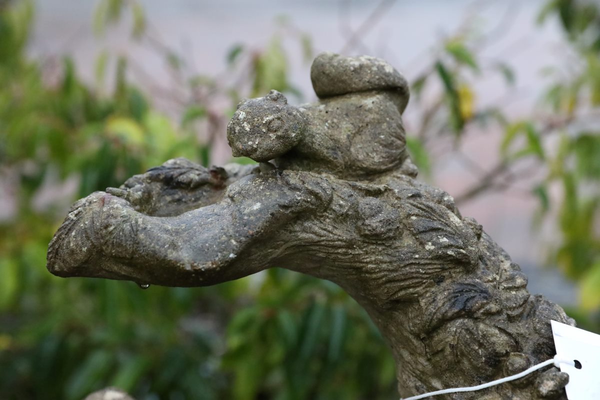 Tree and Squirrels Bird Bath 90cm H - Watling Reclamation