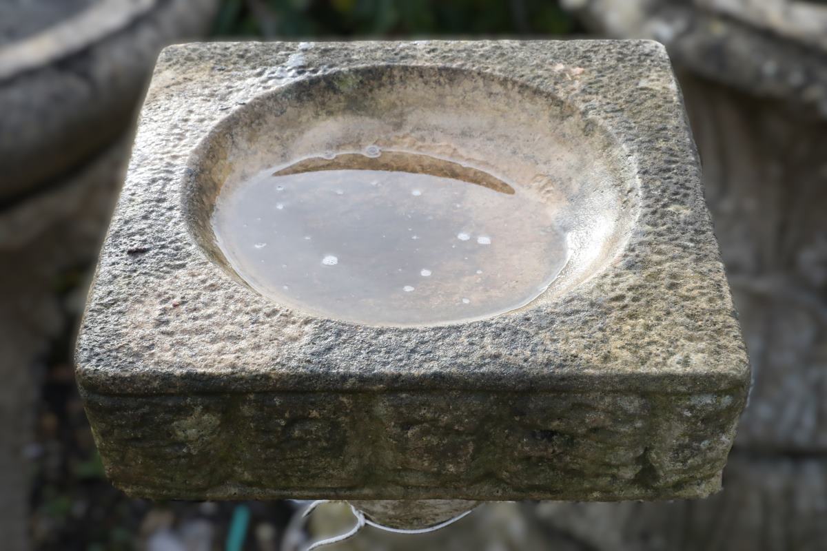 Weathered Bird Bath with Mice - Watling Reclamation